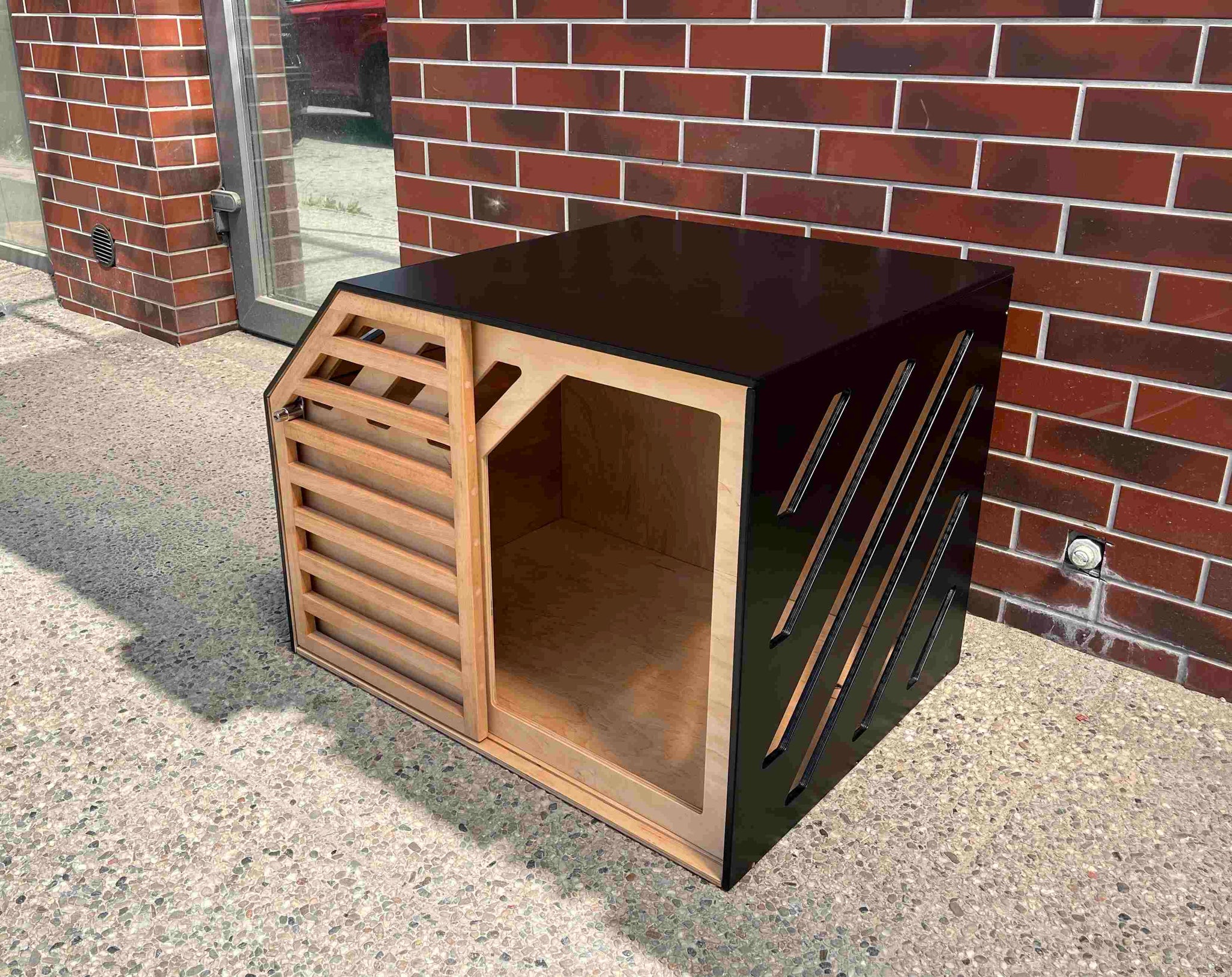 Custom Designed Indoor Outdoor Dog Crate natural+black – WoW WooD