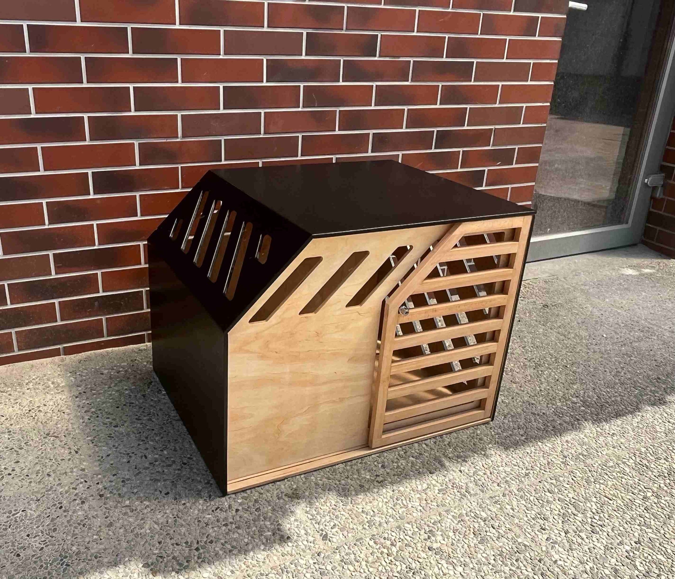 Custom Designed Indoor Outdoor Dog Crate natural+black – WoW WooD
